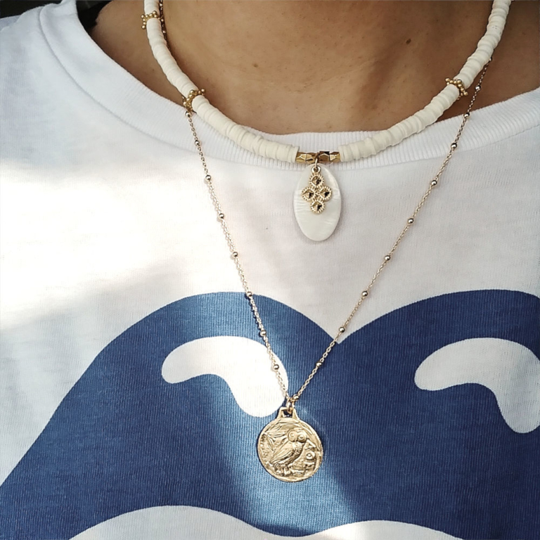 Collier médaille ATHÉNA plaqué or – Ampersand.Shop