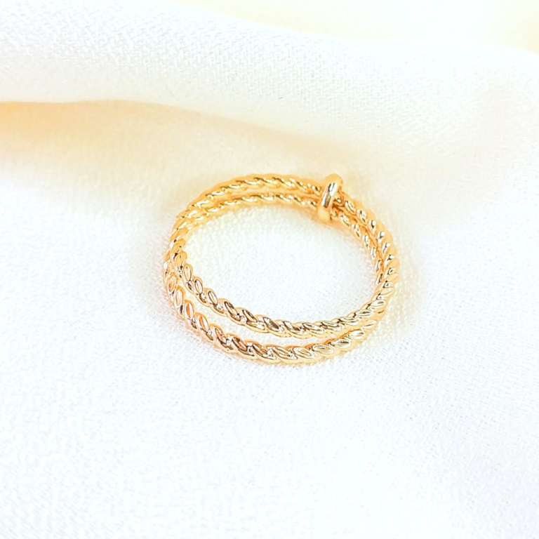 Bague double anneaux SUZETTE plaqué or – Ampersand.Shop