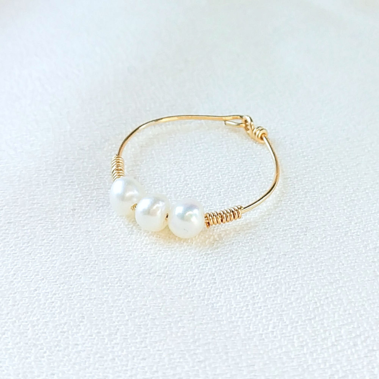 Bague TRIO PERLES (gold filled ou argent 925) – Ampersand.Shop